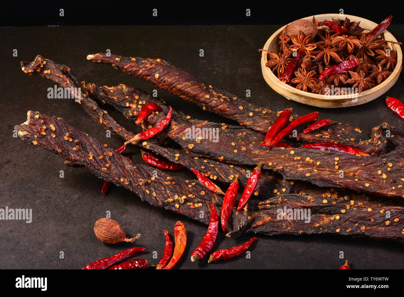 Air-dried hand-torn beef HD picture Stock Photo - Alamy