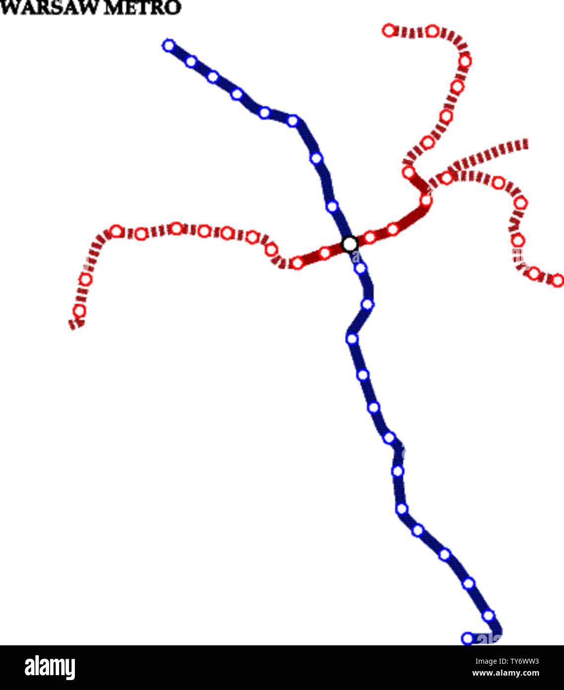 Map of the Warsaw metro, Subway, Template of city transportation scheme ...