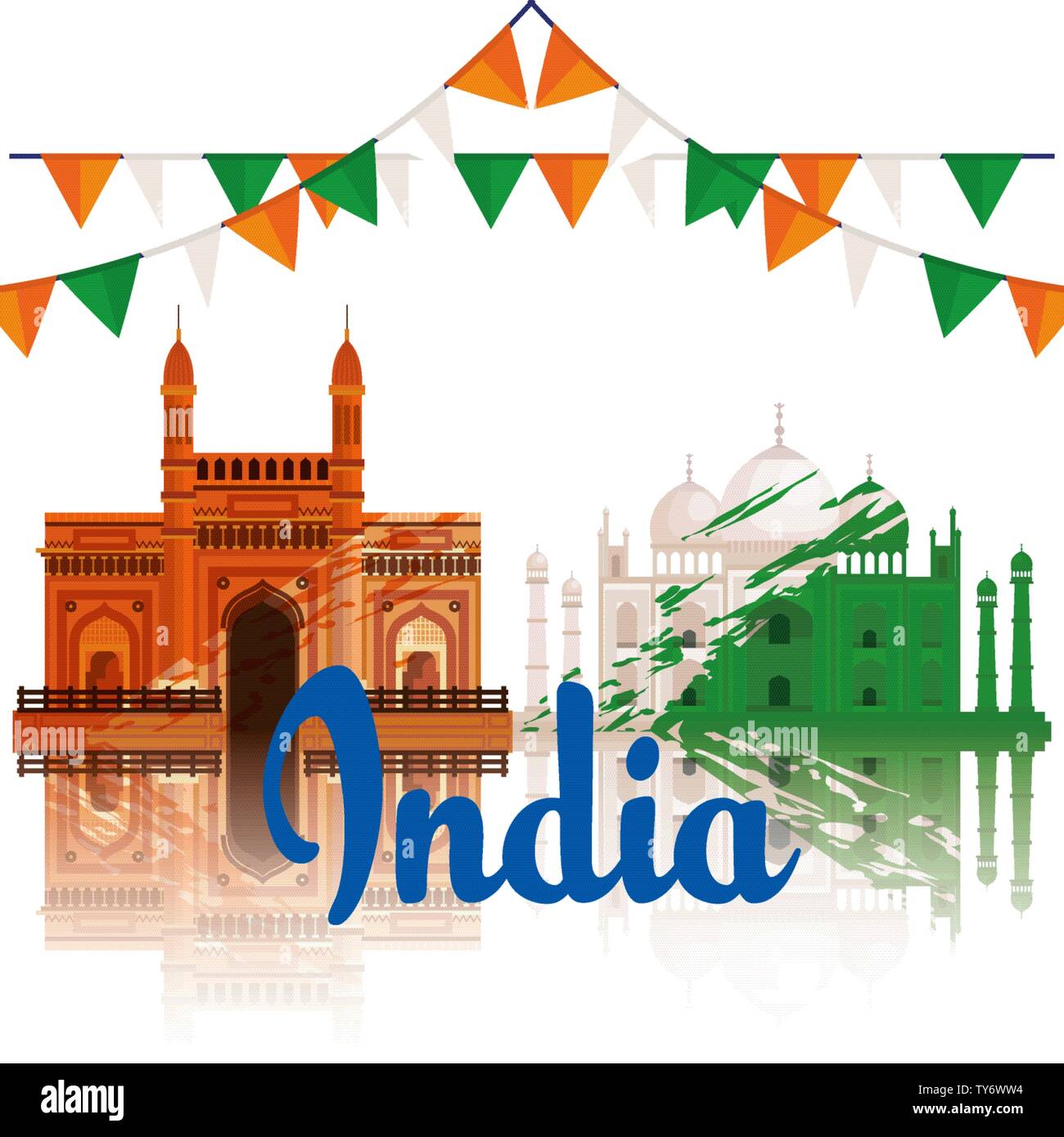 india architecture with taj mahal and party banner Stock Vector Image ...