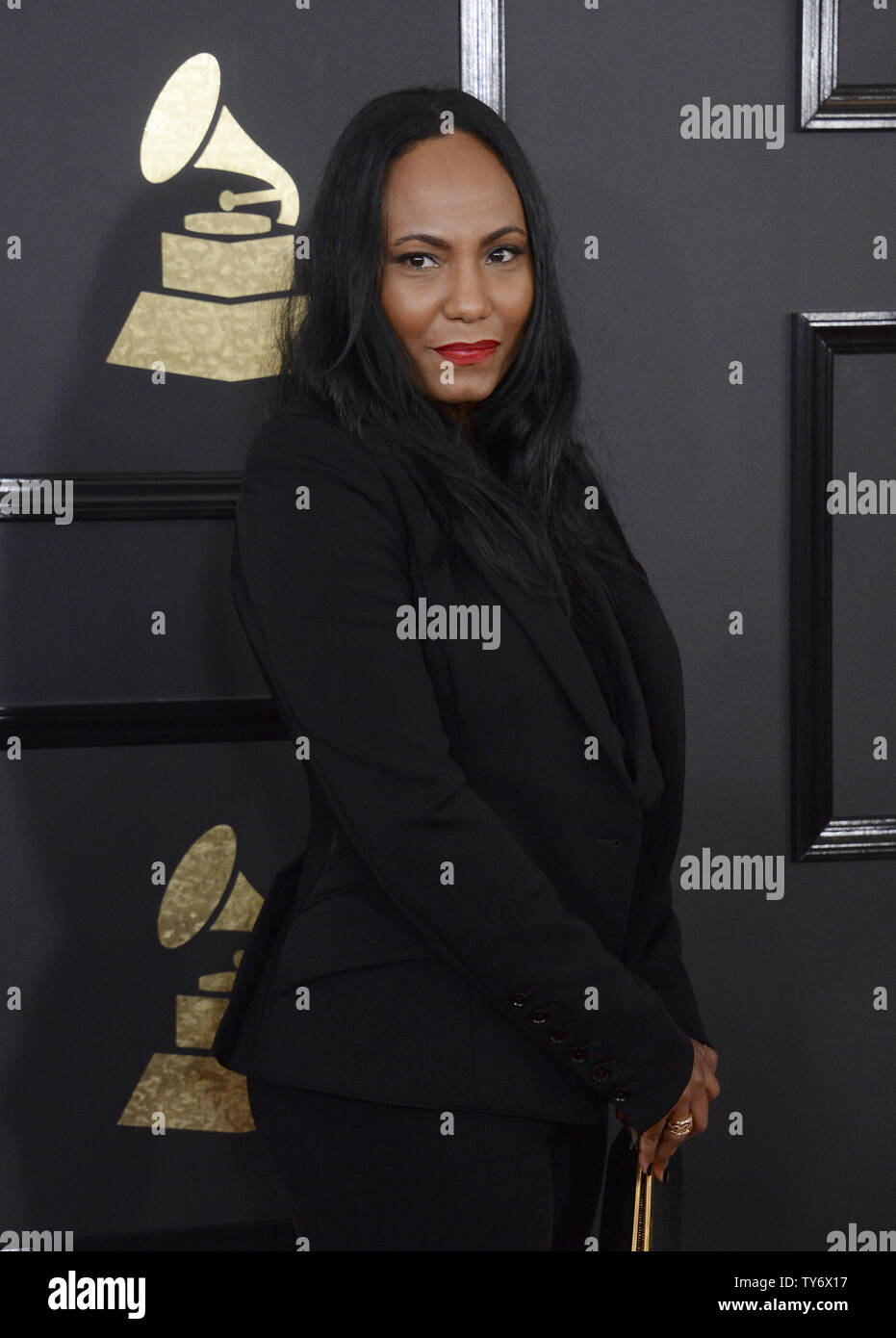 Ciarra Pardo arrives for the 59th annual Grammy Awards held at Staples ...