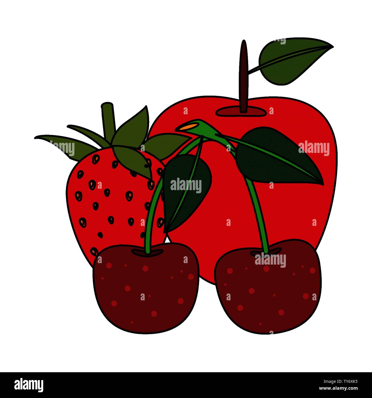 Cherry strawberry and apple fresh fruit healthy food Stock Vector Image ...