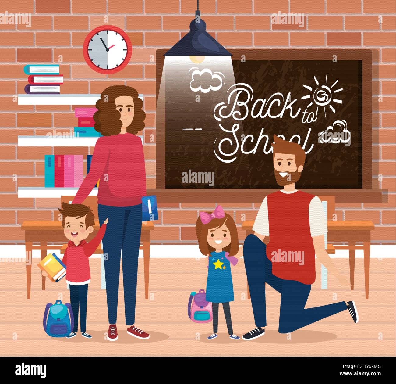 Mother and students Stock Vector Images - Alamy