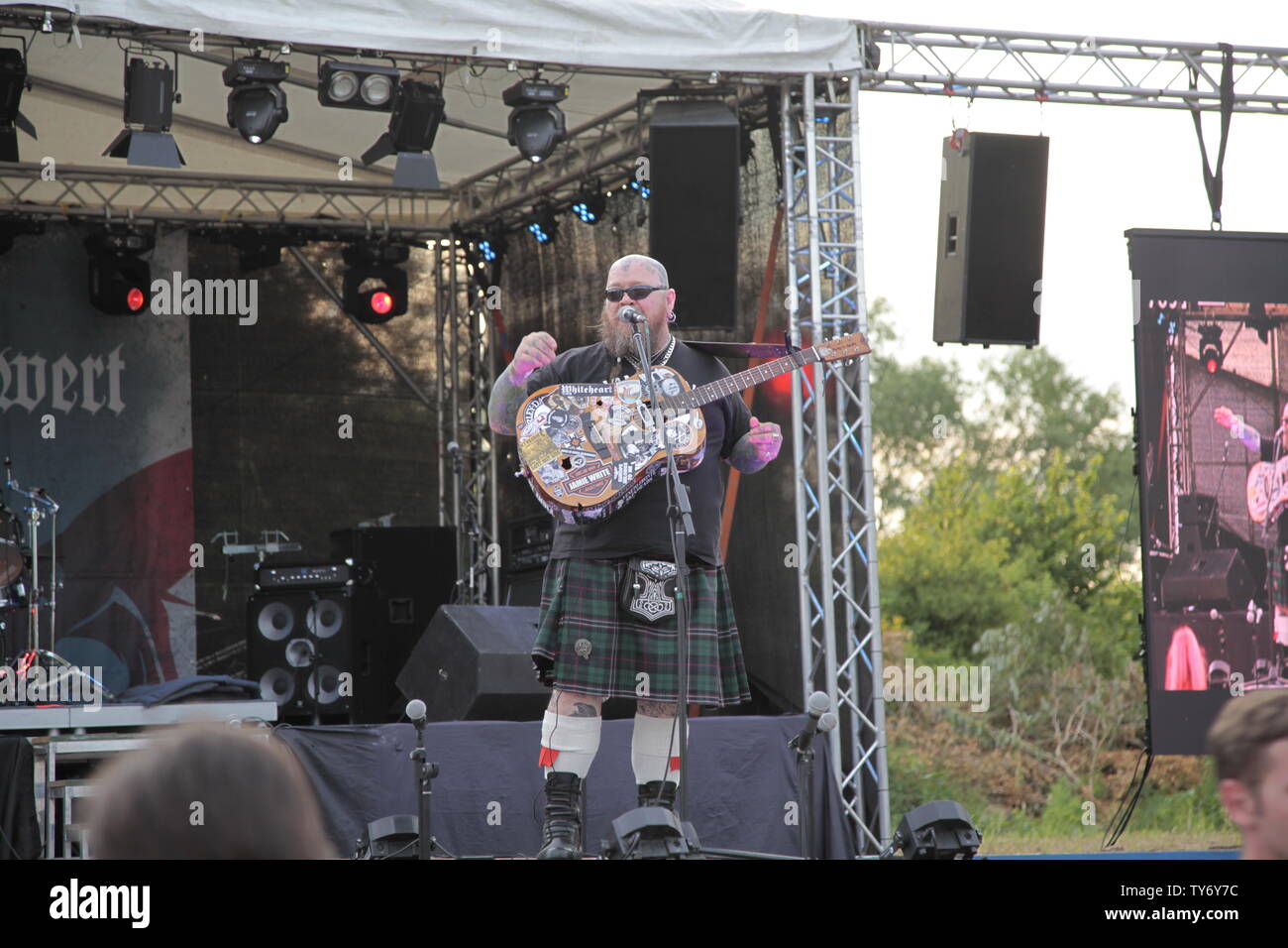 ostritz saxony germany juny 21 2019: Nazi NPD meeting - Schild und ...