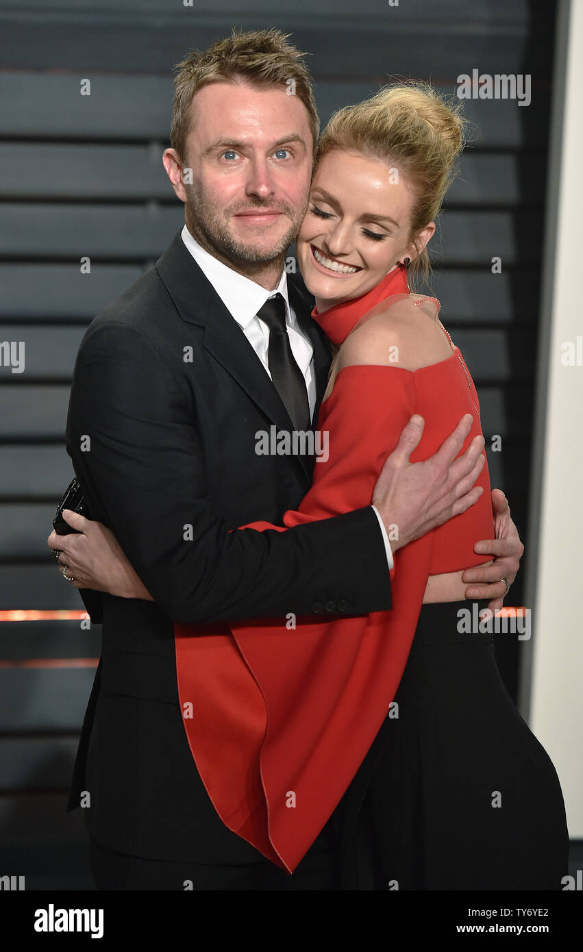 Chris Hardwick and his wife Lydia Hearst attend the Vanity Fair Oscar ...