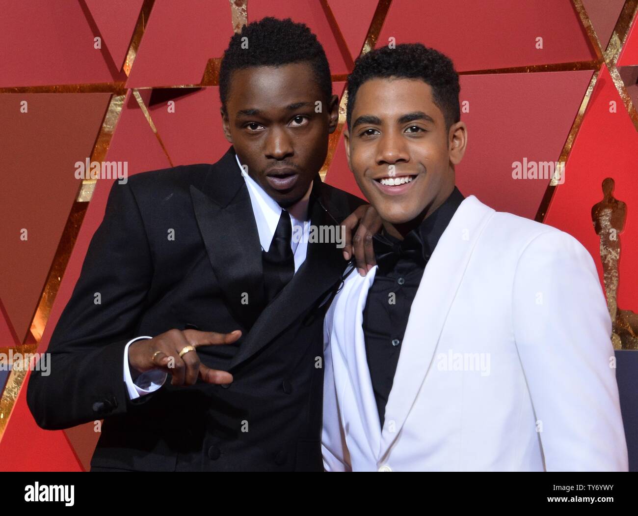 Actors Shariff Earp (L) and Jharrel Jerome arrive on the red carpet for ...