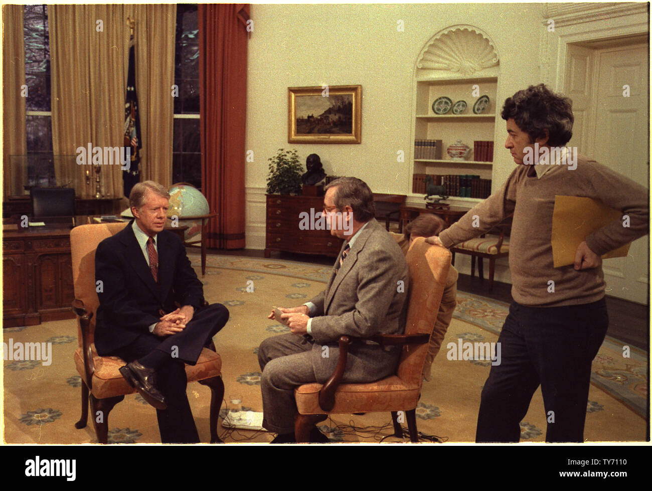 Jimmy Carter prepares for an interview with John Chancellor while ...