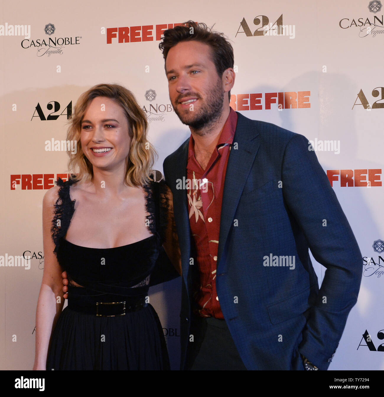 Cast members Brie Larson and Armie Hammer attend the premiere of the ...
