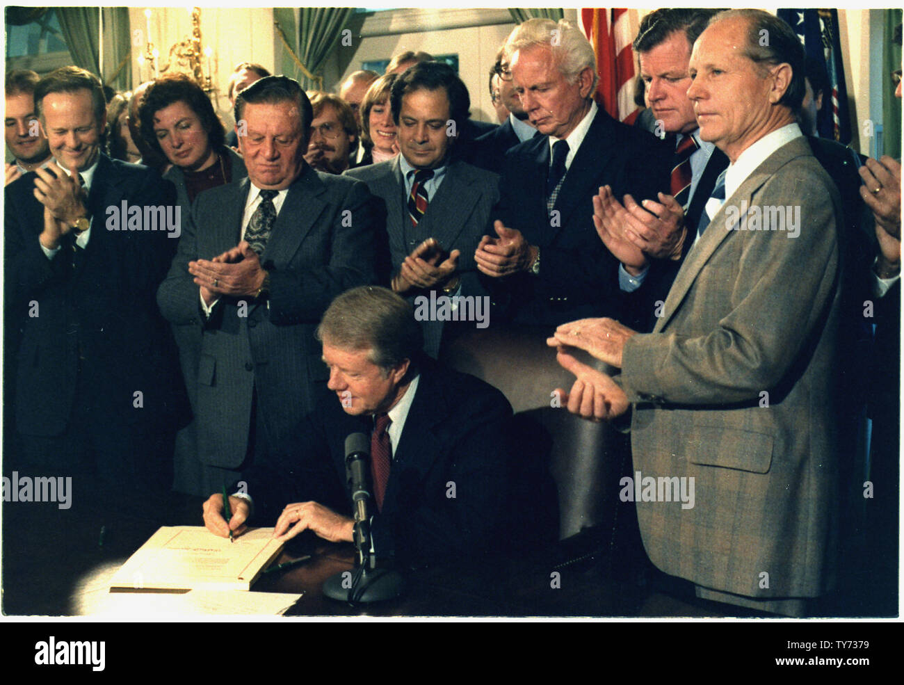 Jimmy Carter with Israeli Foreign Minister Moshe Dayan and Egyptian ...