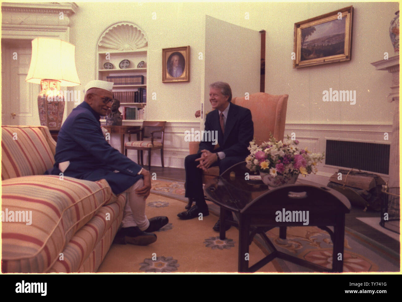 Jimmy Carter with Prime Minister of India, Morarji Desai Stock Photo ...