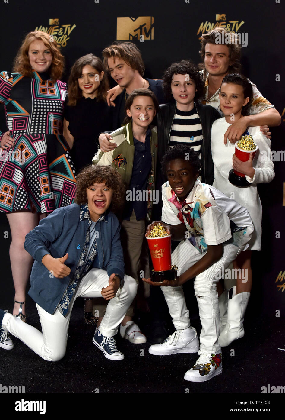Cast of 'Stranger Things' appear backstage with the Show Of The Year ...