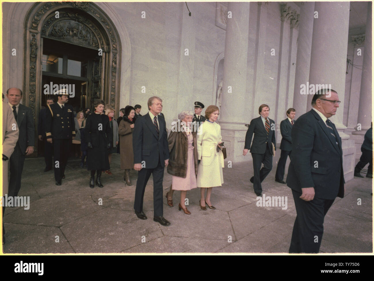 Jimmy Carter, Muriel Humphrey and Rosalynn Carter at funeral services ...