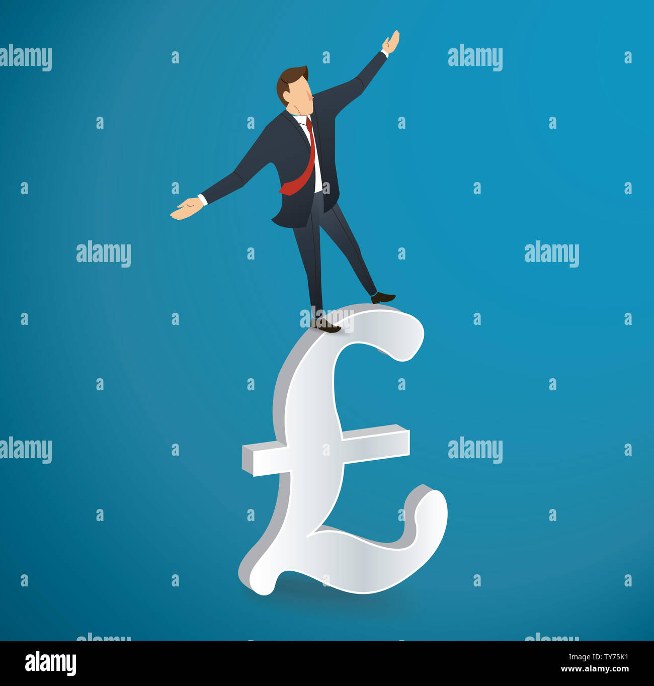 businessman or man walking in balance on British pound icon Stock Photo ...