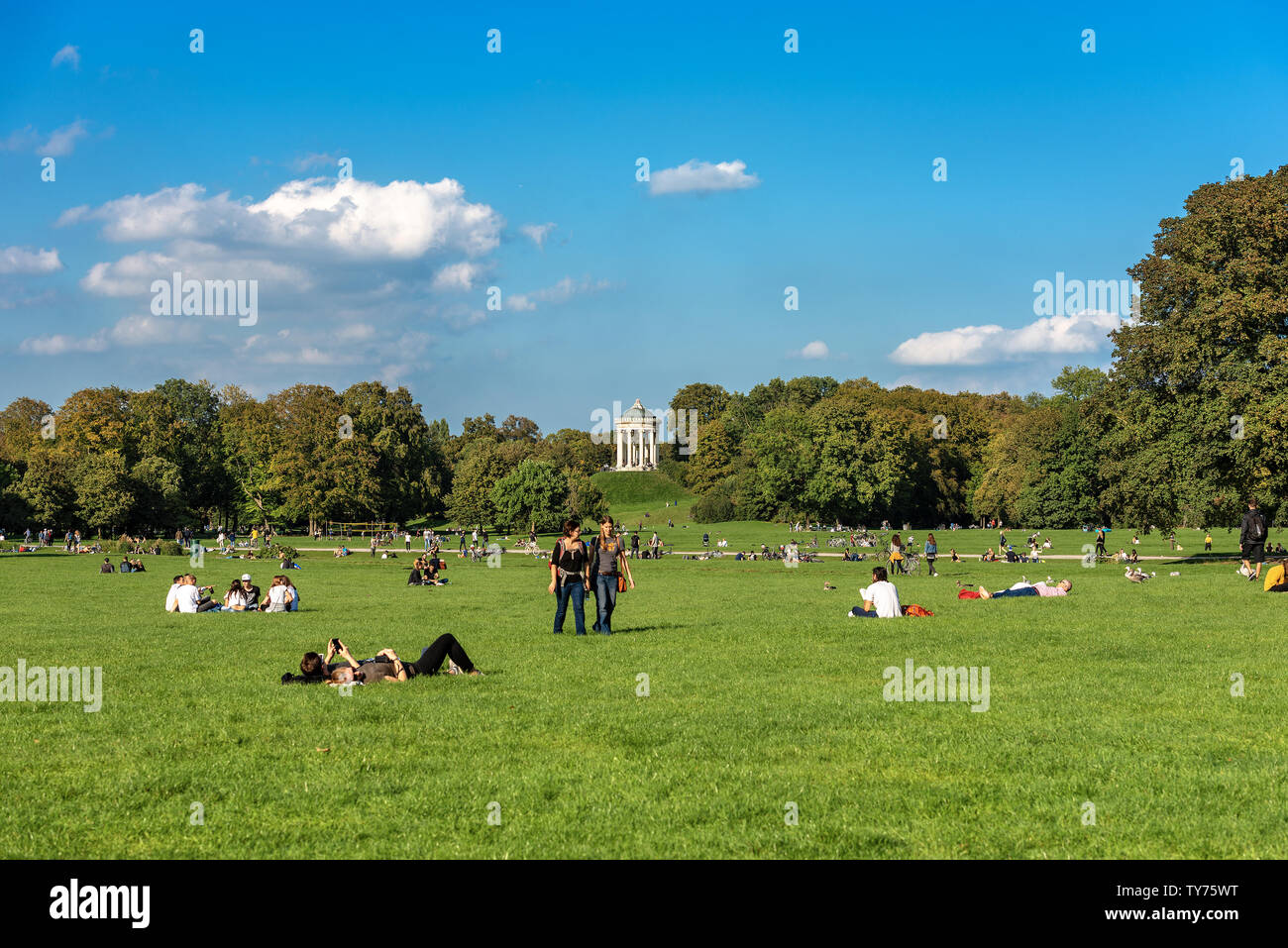 People sunbathing monopteros english garden hi-res stock photography ...
