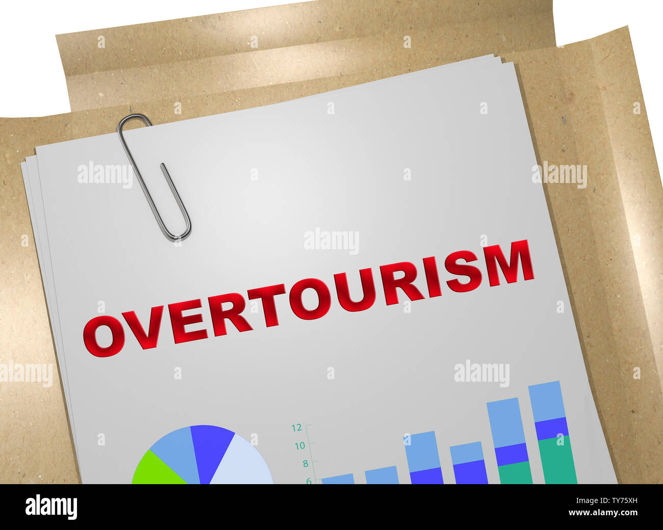 3D illustration of OVERTOURISM title on business document Stock Photo ...