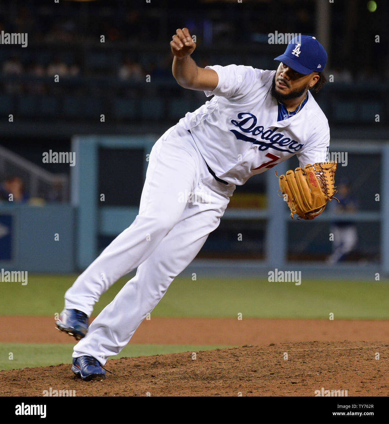 Los Angeles Dodgers' closing pitcher Kenley Jansen delivers in the ...