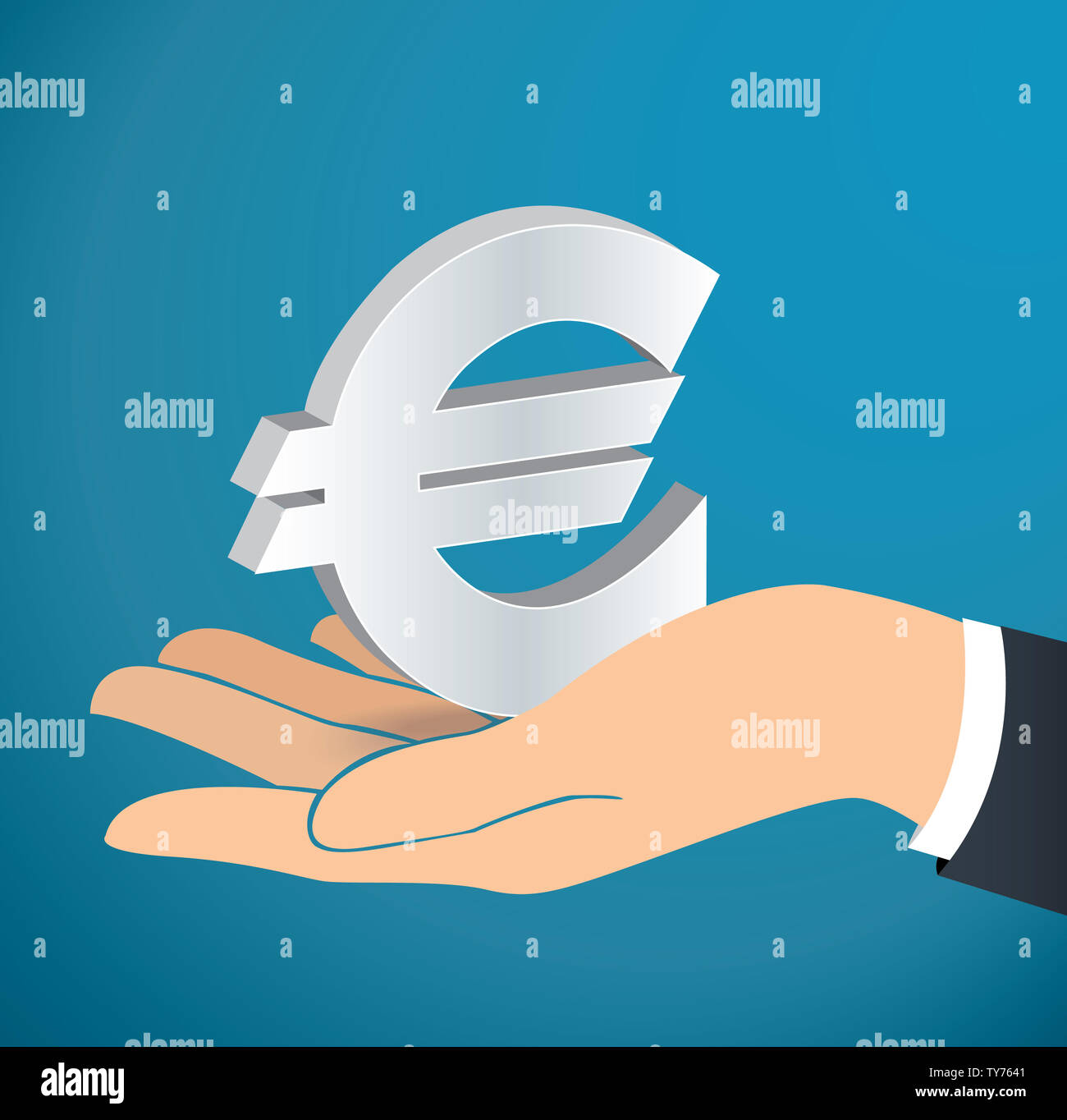 hand holding Euro icon Stock Photo - Alamy