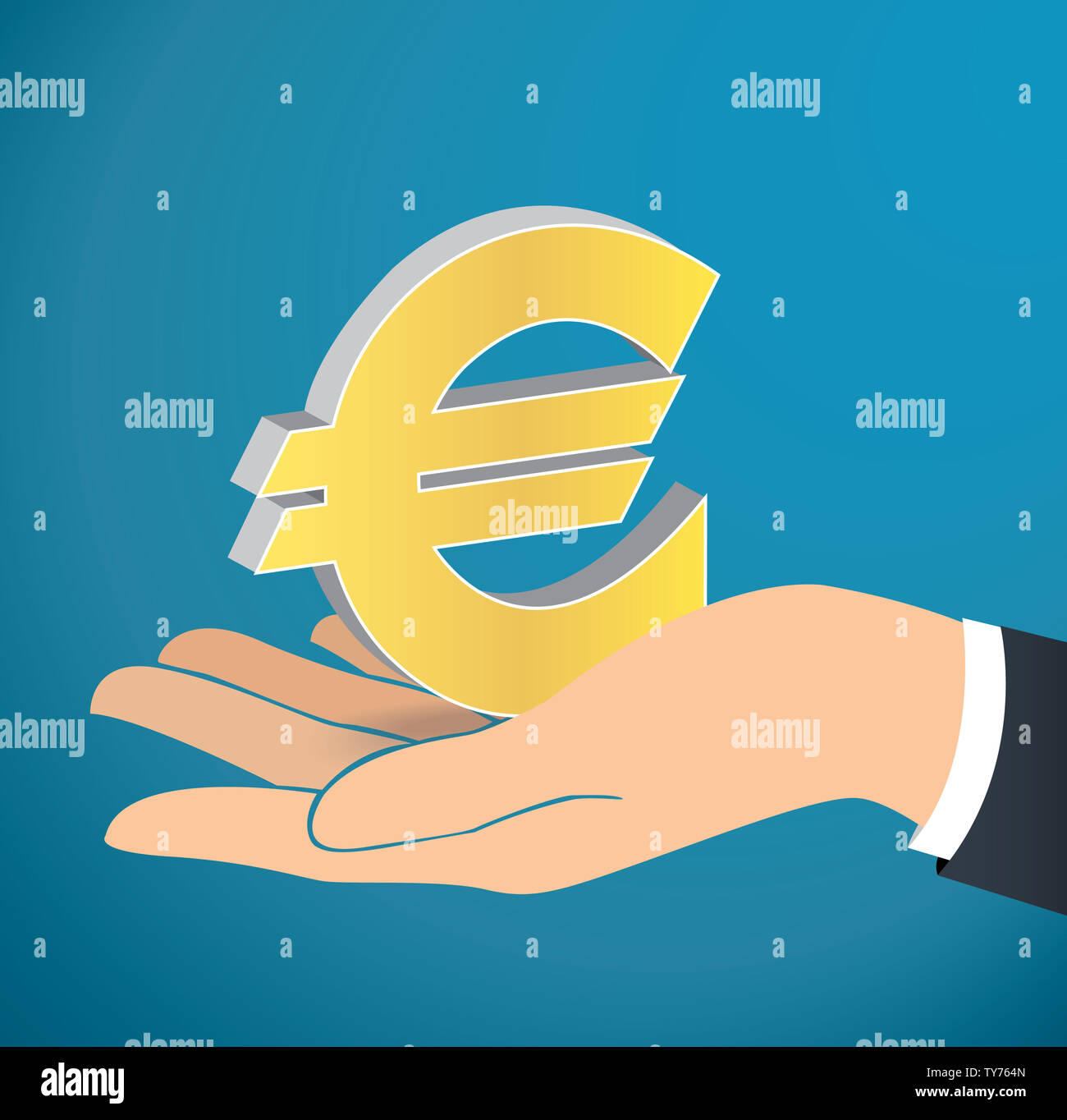 hand holding Euro icon Stock Photo - Alamy