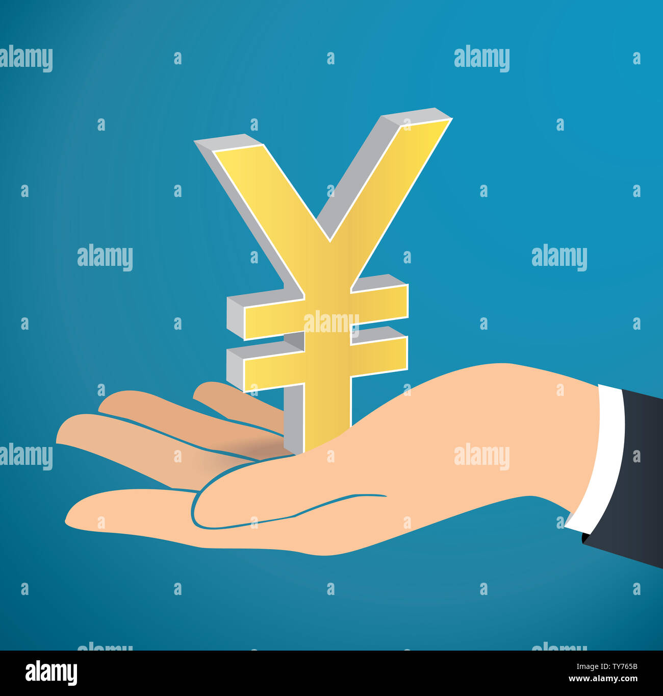 hand holding Japanese Yen icon Stock Photo - Alamy