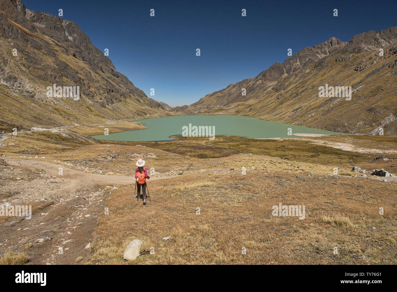 View of Lake Jankha Khota along the Cordillera Real Traverse, Bolivia ...