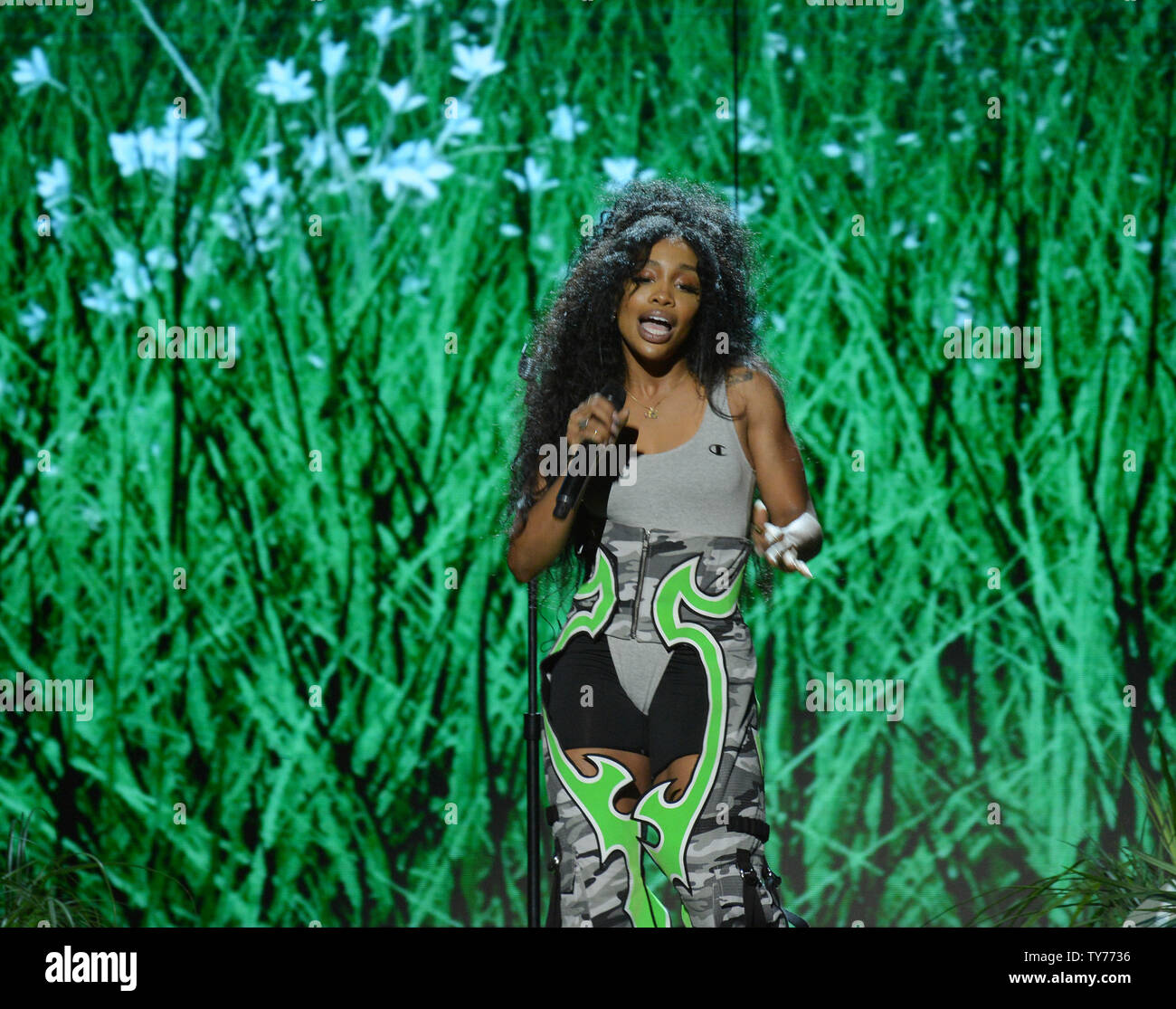 SZA performs during the 17th annual BET Awards at Microsoft Theater in ...