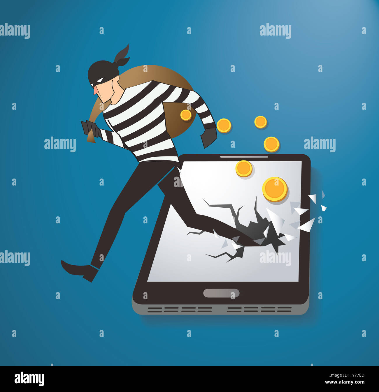 Smart phone thief illustration hi-res stock photography and images - Alamy