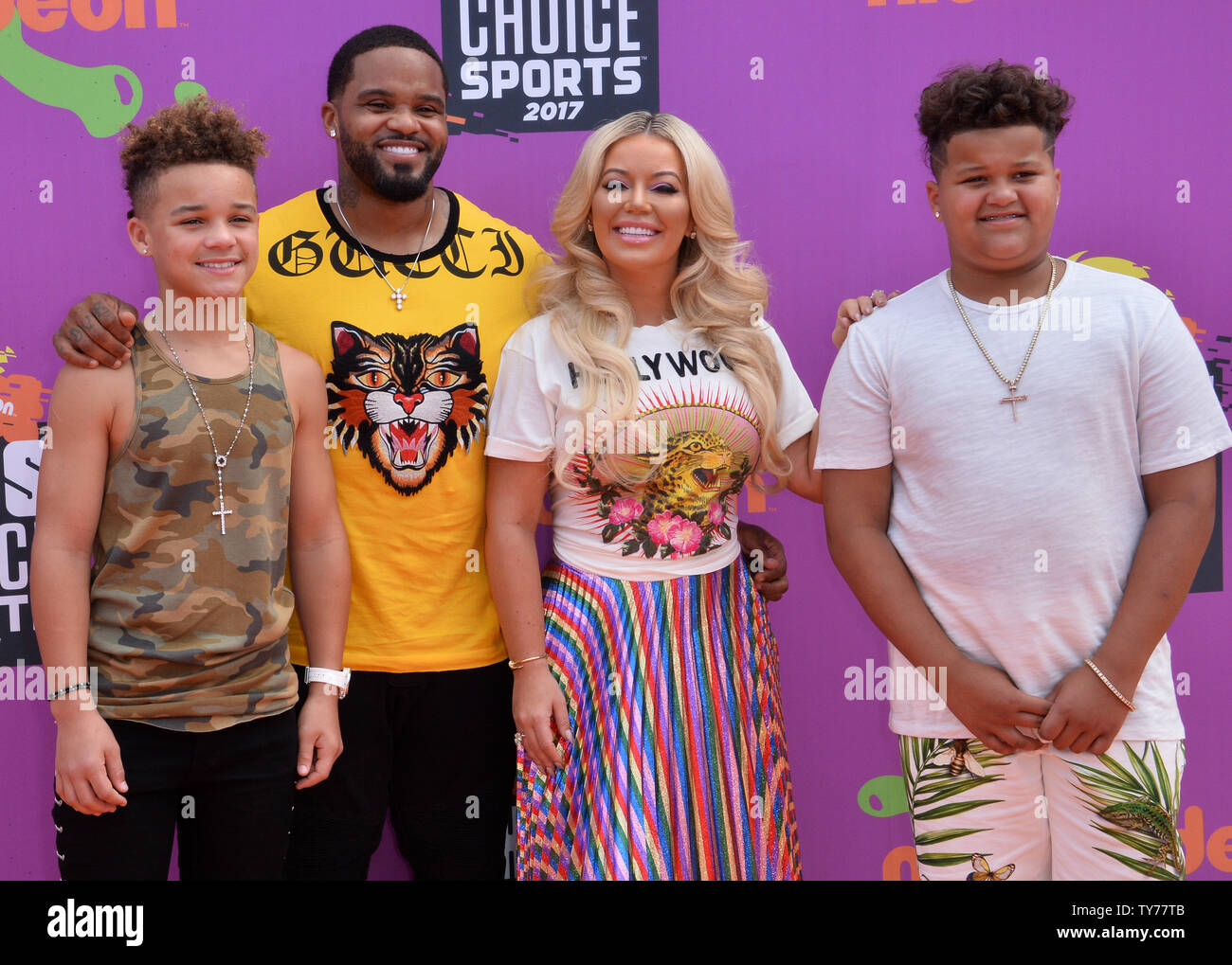 MLB player Prince Fielder (2nd-L) and his wife Chanel Fielder and their ...