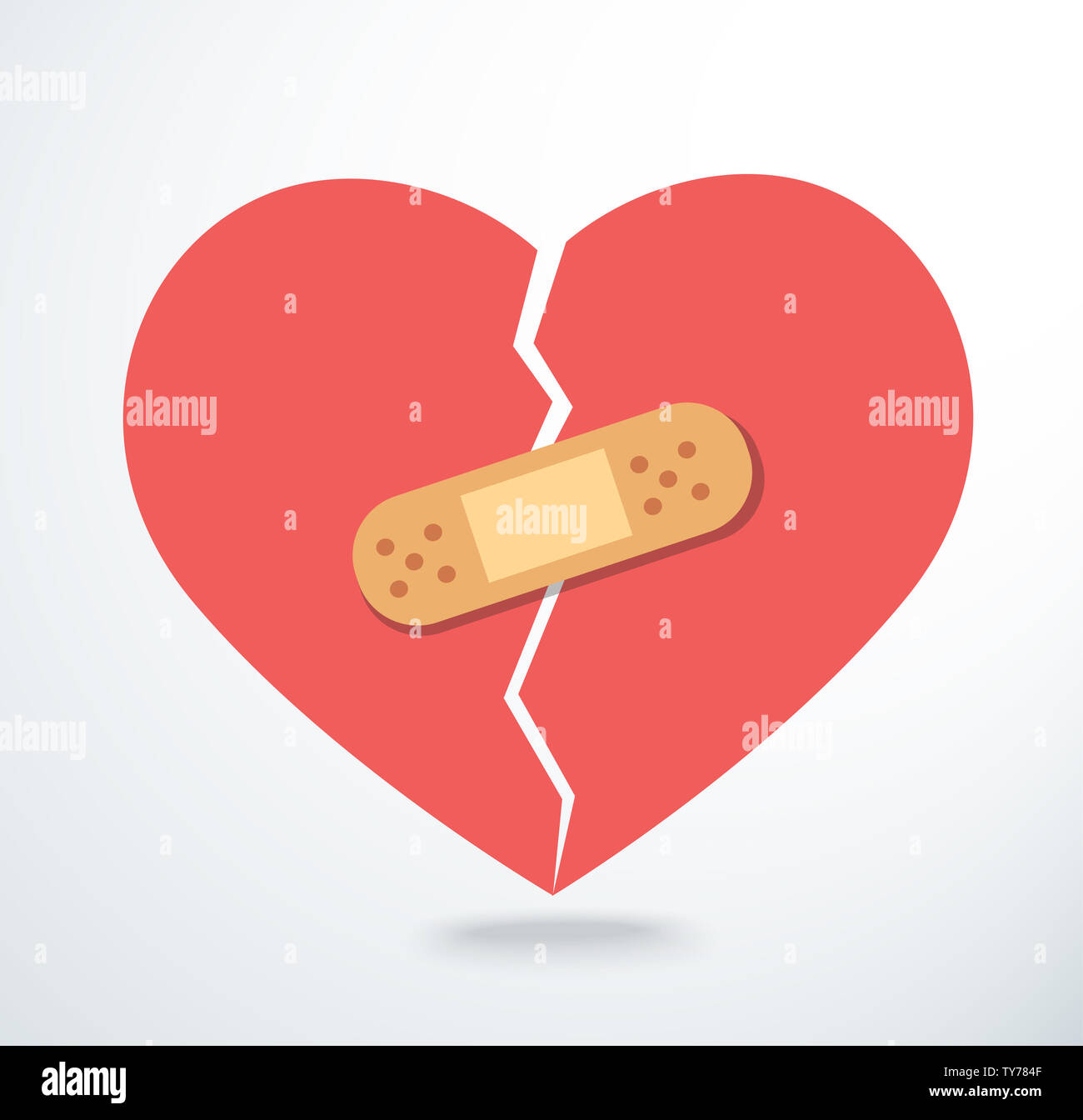 sticking plaster on broken heart icon Stock Photo - Alamy