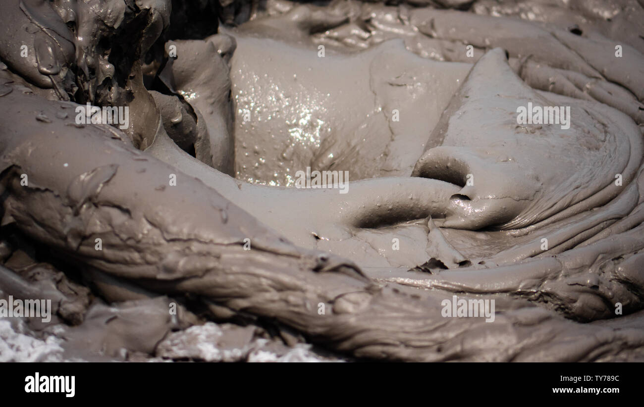 Mud volcano bledug kuwu. volcanic plateau with geothermal activity and ...