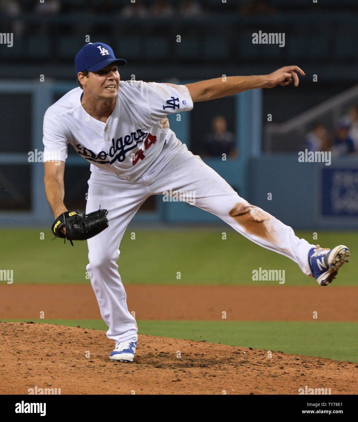 Los Angeles Dodgers' starting pitcher Rich Hill delivers in the sixth ...