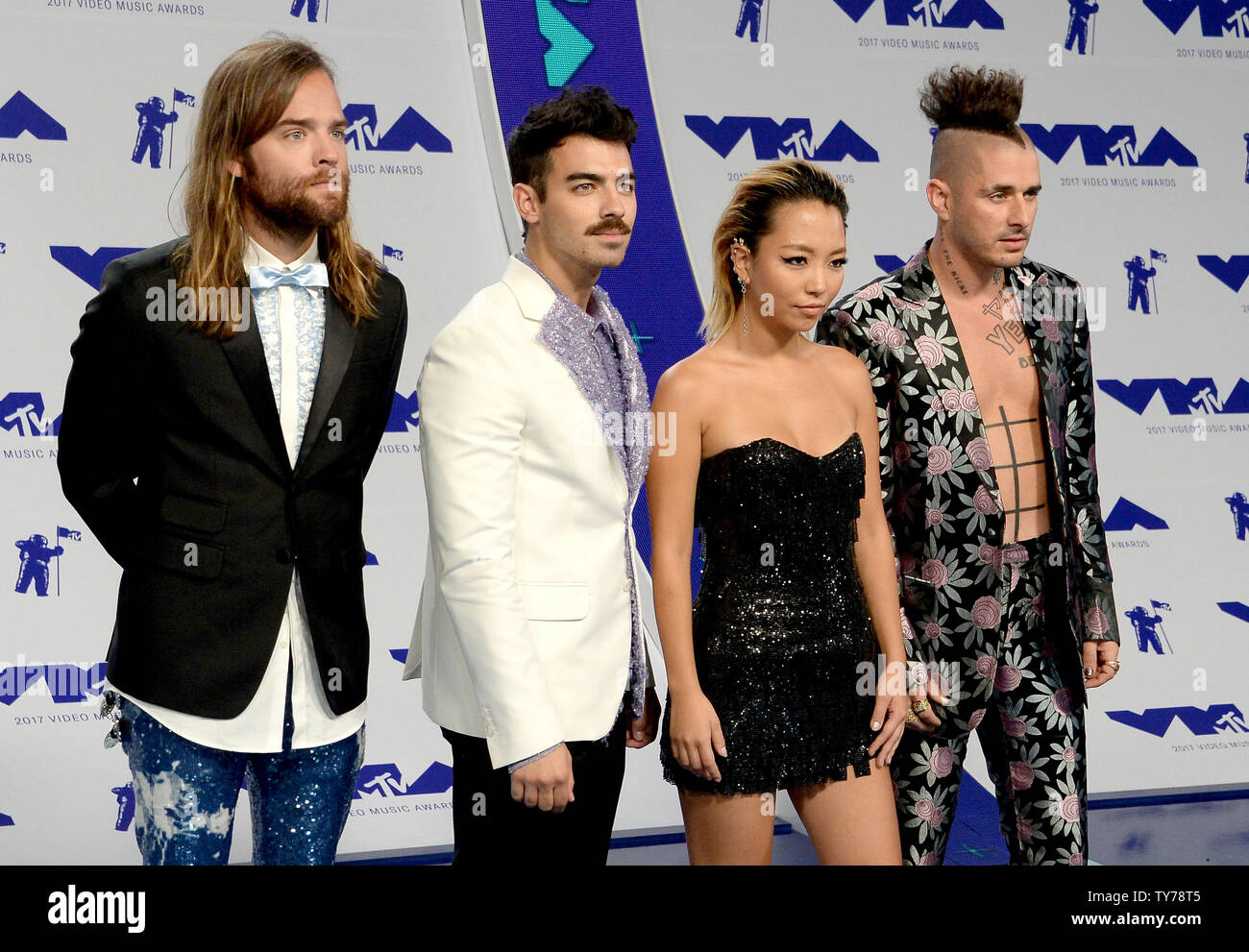 (L-R) Jack Lawless, Joe Jonas, JinJoo Lee and Cole Whittle of DNCE ...