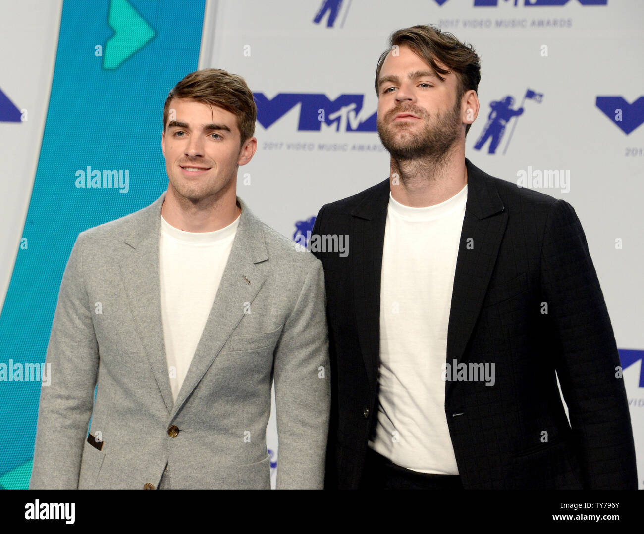 (L-R) Andrew Taggart and Alex Pall of The Chainsmokers arrive for the ...