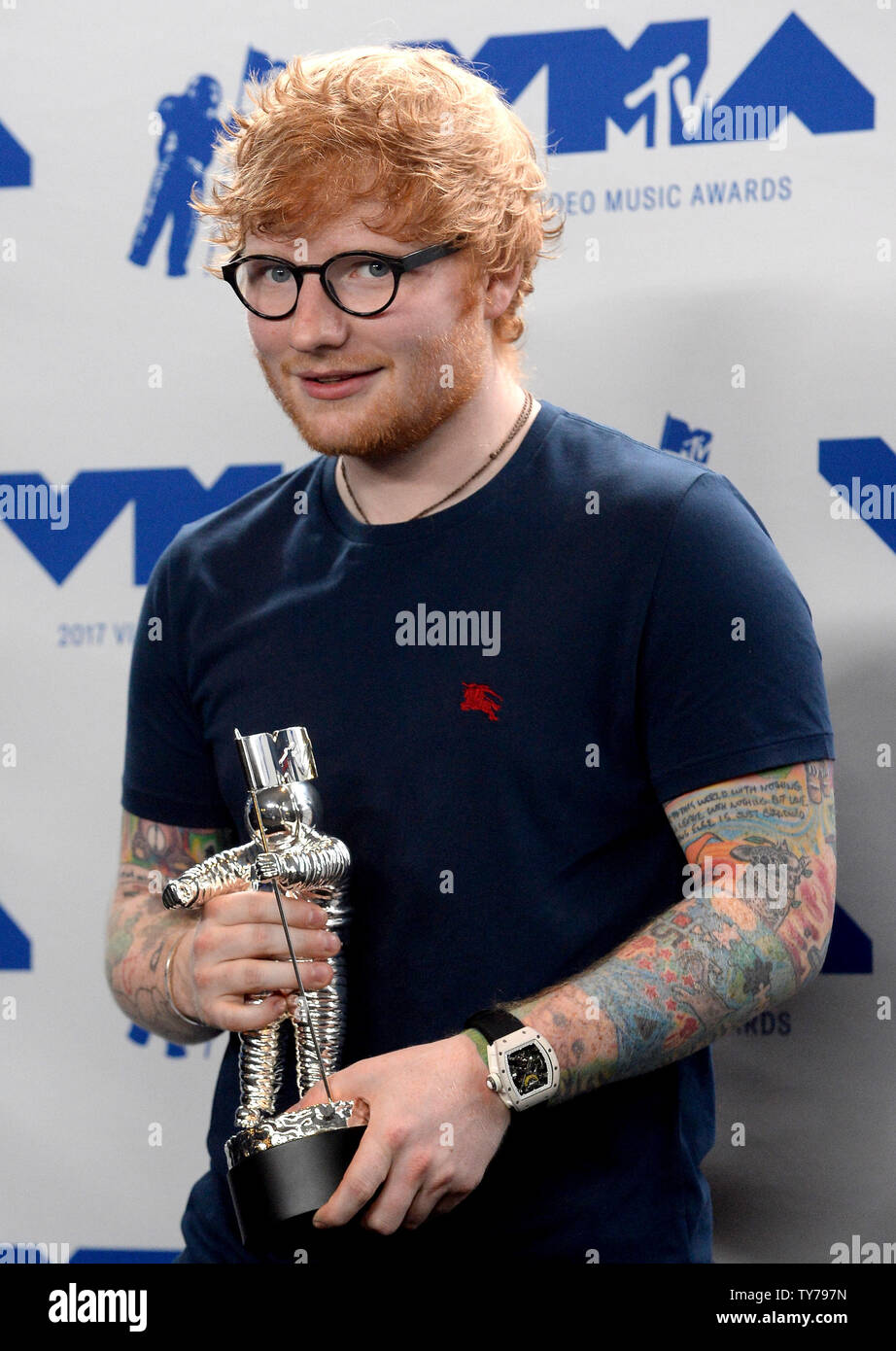 Ed Sheeran, winner of Artist of the Year appears backstage during the ...