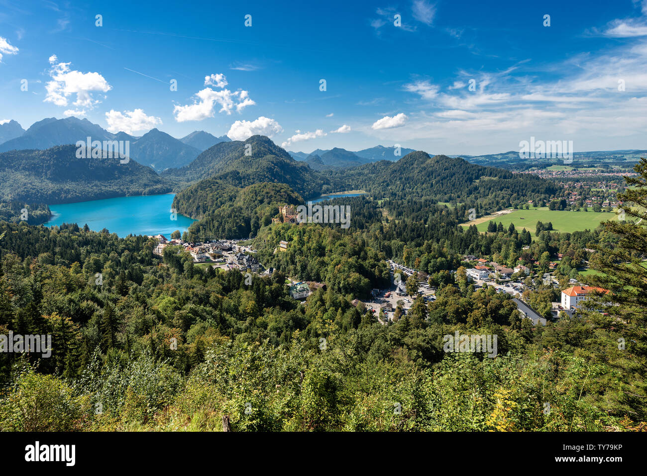 Lake Alpsee and Schwansee - Alpine lakes and the Hohenschwangau Village ...