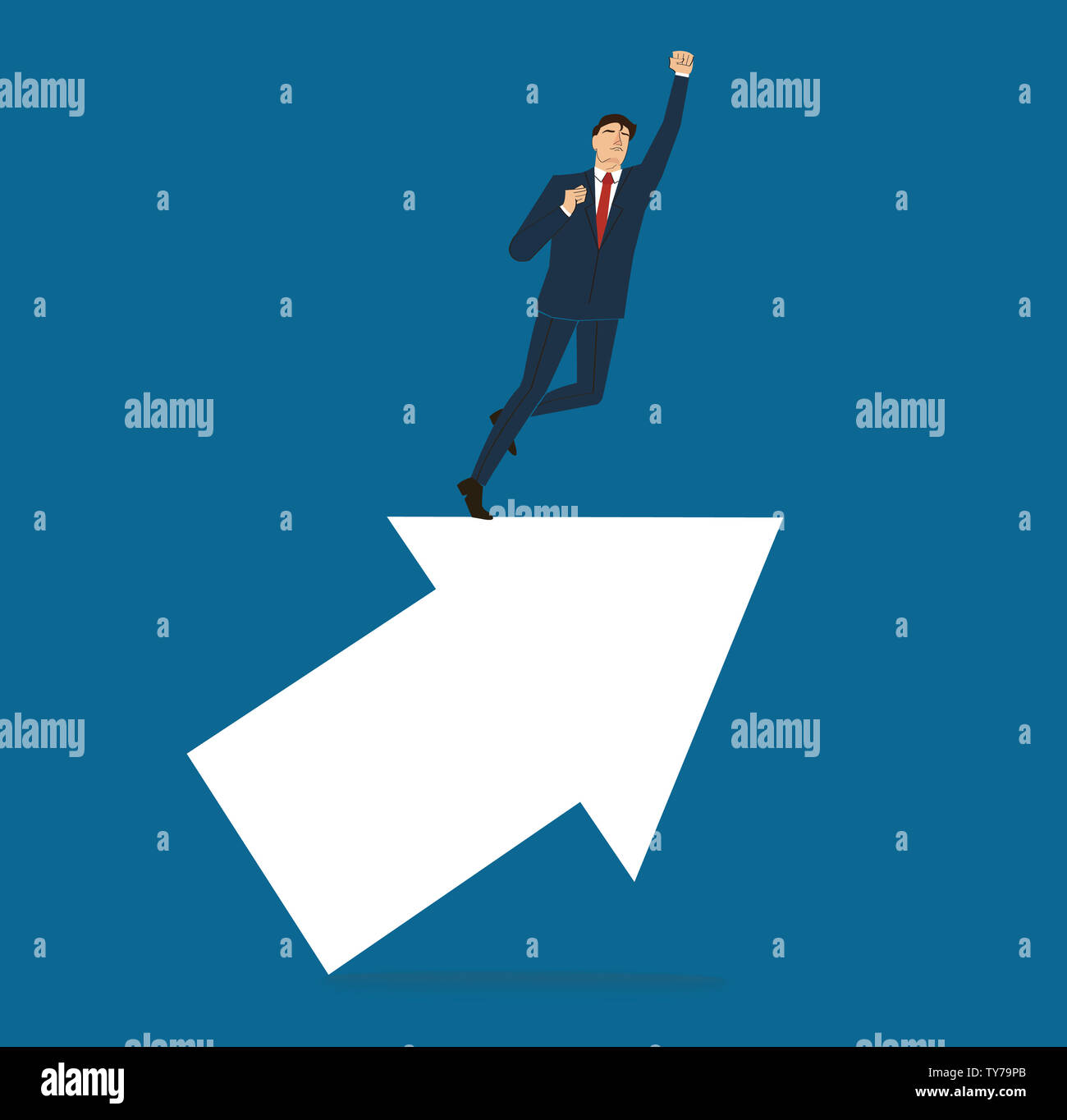 Successful businessman on arrow icon Stock Photo - Alamy