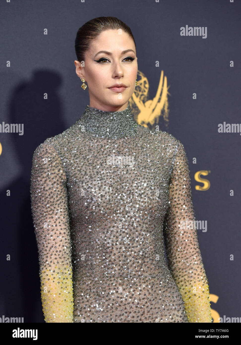 Actress Amanda Crew arrives for the 69th annual Primetime Emmy Awards ...