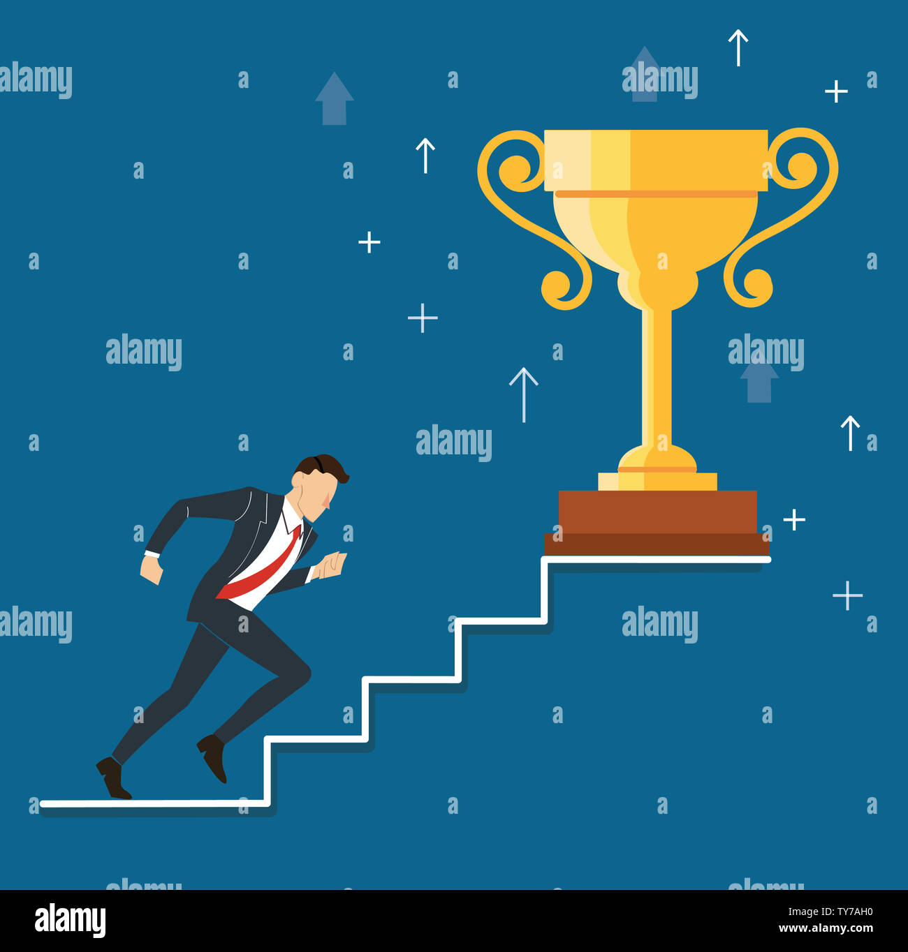 Businessman running trophy illustration hi-res stock photography and ...