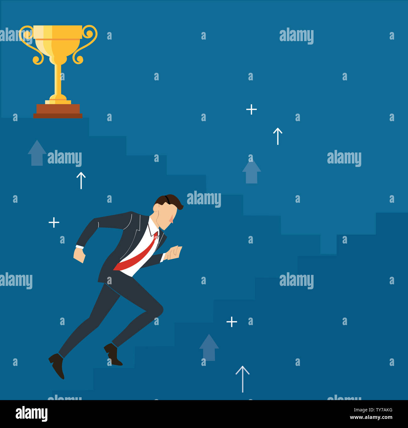 Businessman running trophy illustration hi-res stock photography and ...