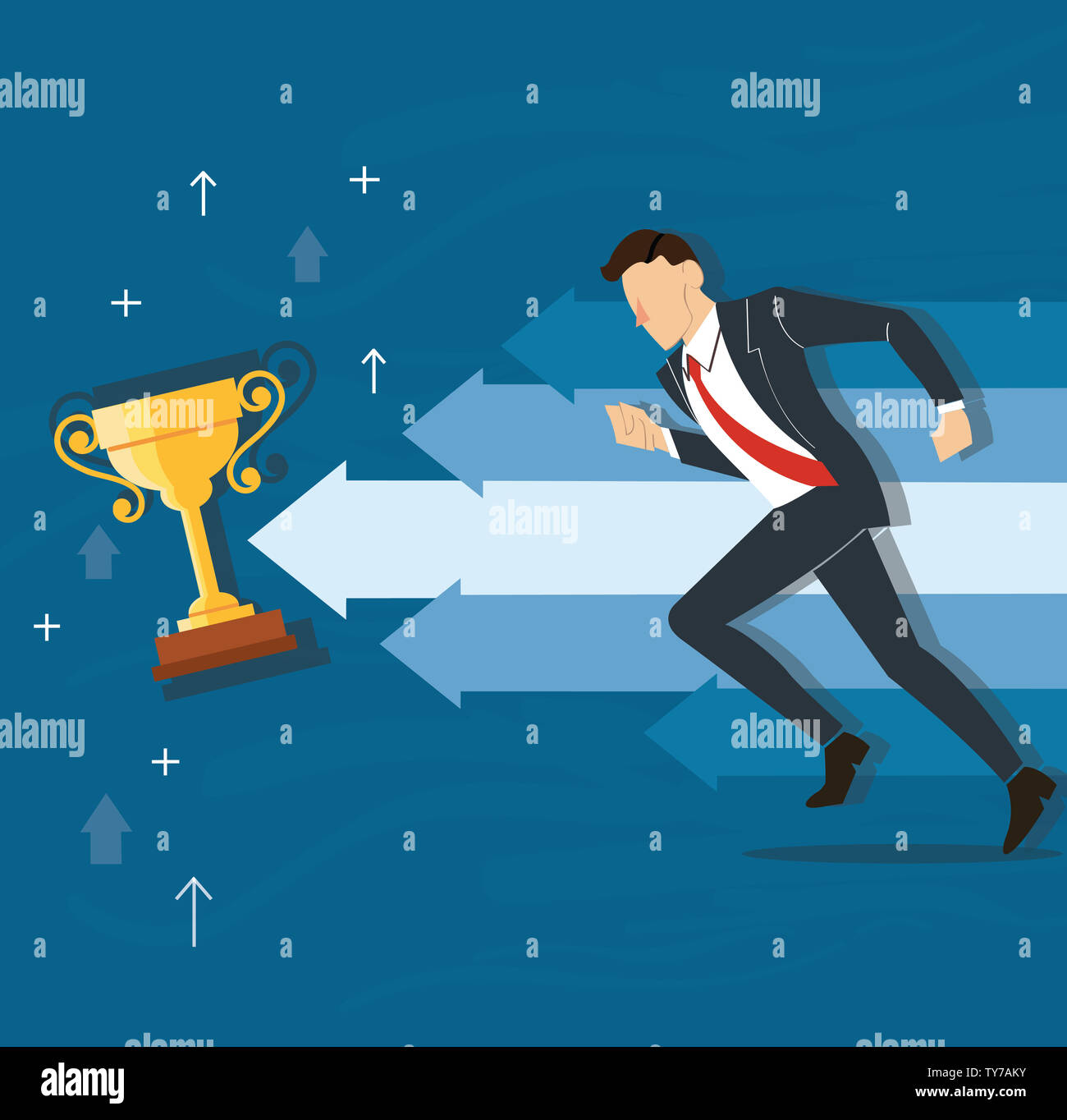 Businessman running trophy illustration hi-res stock photography and ...