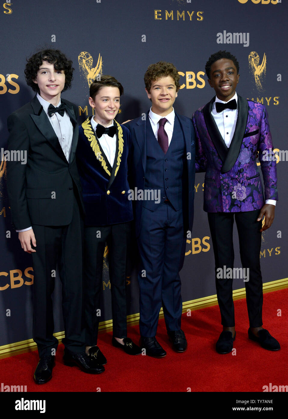 (L-R) Actors Finn Wolfhard, Noah Schnapp, Gaten Matarazzo and Caleb McLaughlin arrive for the ...