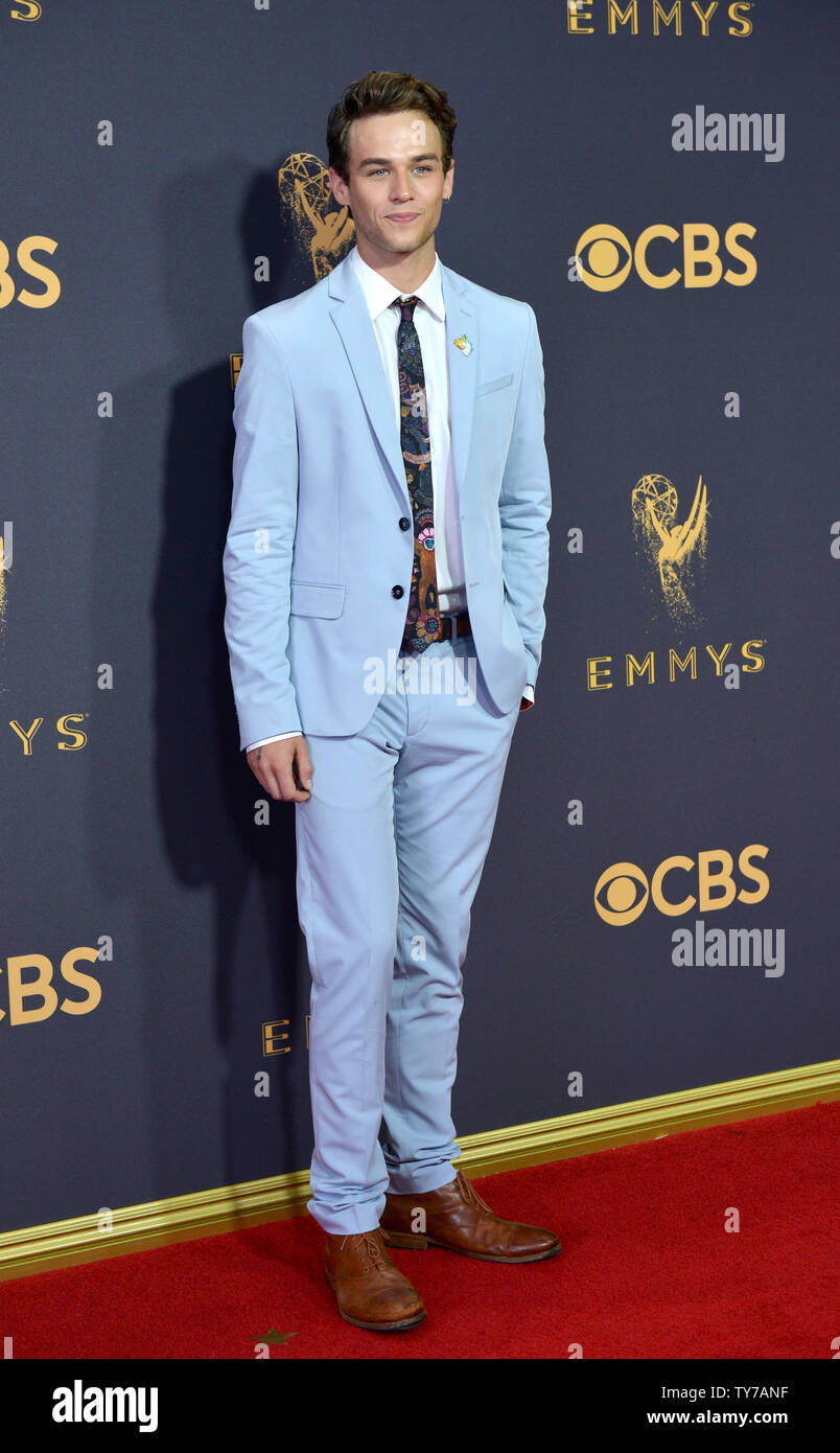 Actor Brandon Flynn arrives for the 69th annual Primetime Emmy Awards ...