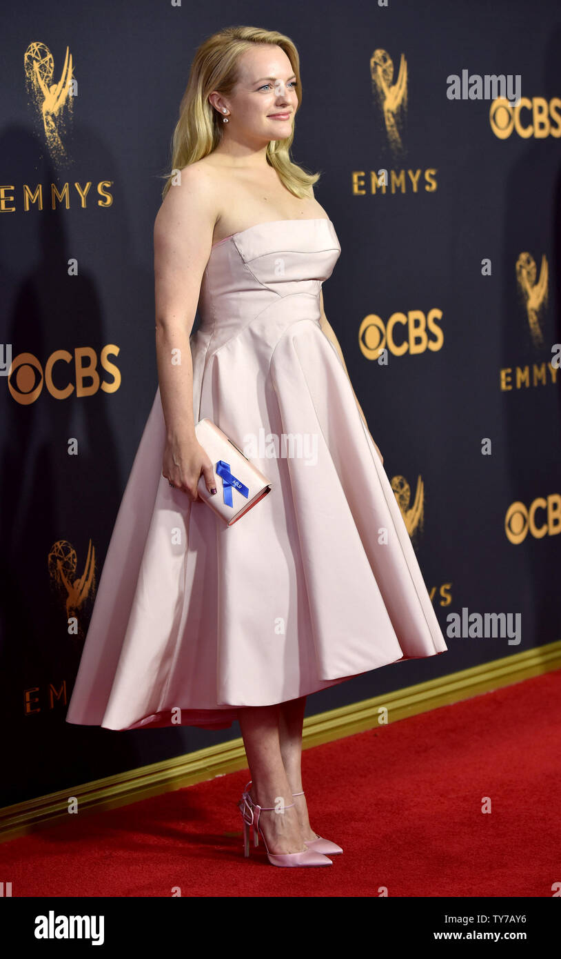 Actor Elisabeth Moss arrives for the 69th annual Primetime Emmy Awards ...