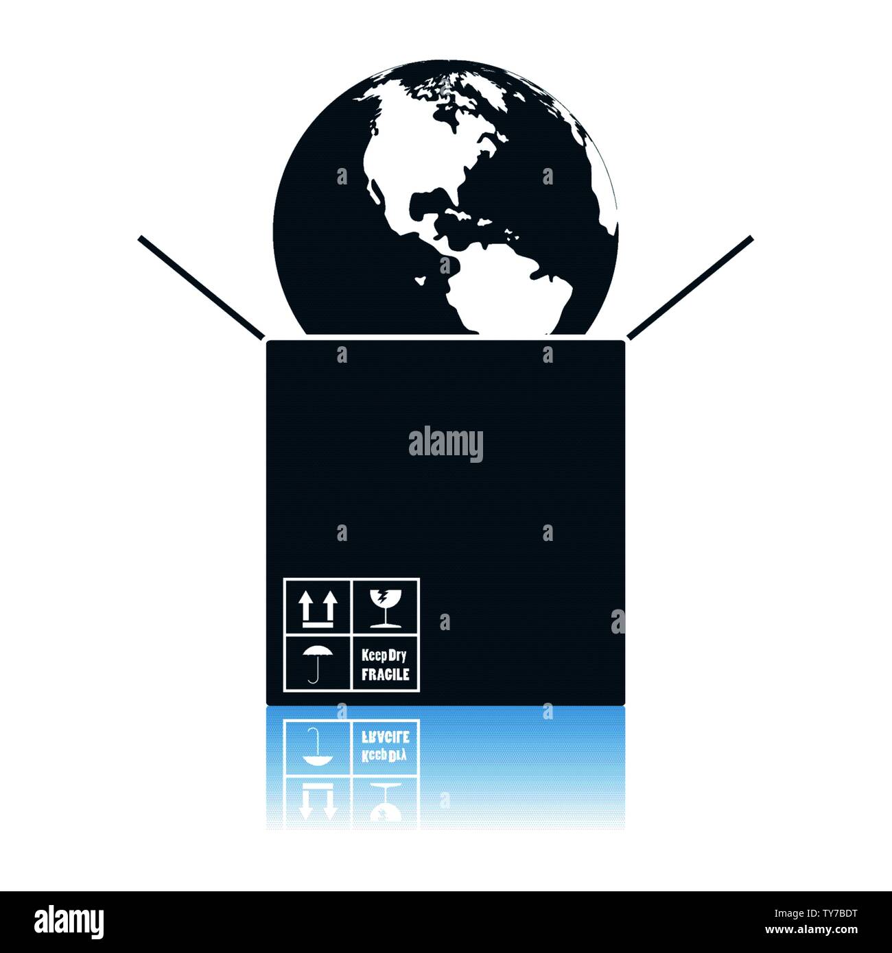 Planet In Box. Shadow Reflection Design. Vector Illustration Stock ...