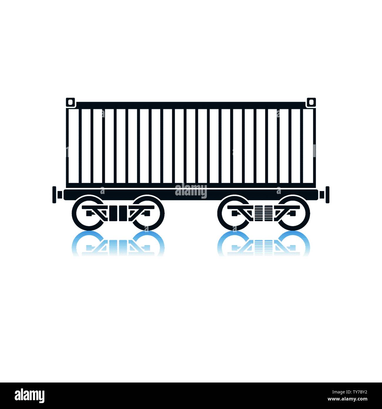 Railway Cargo Container Icon. Shadow Reflection Design. Vector ...