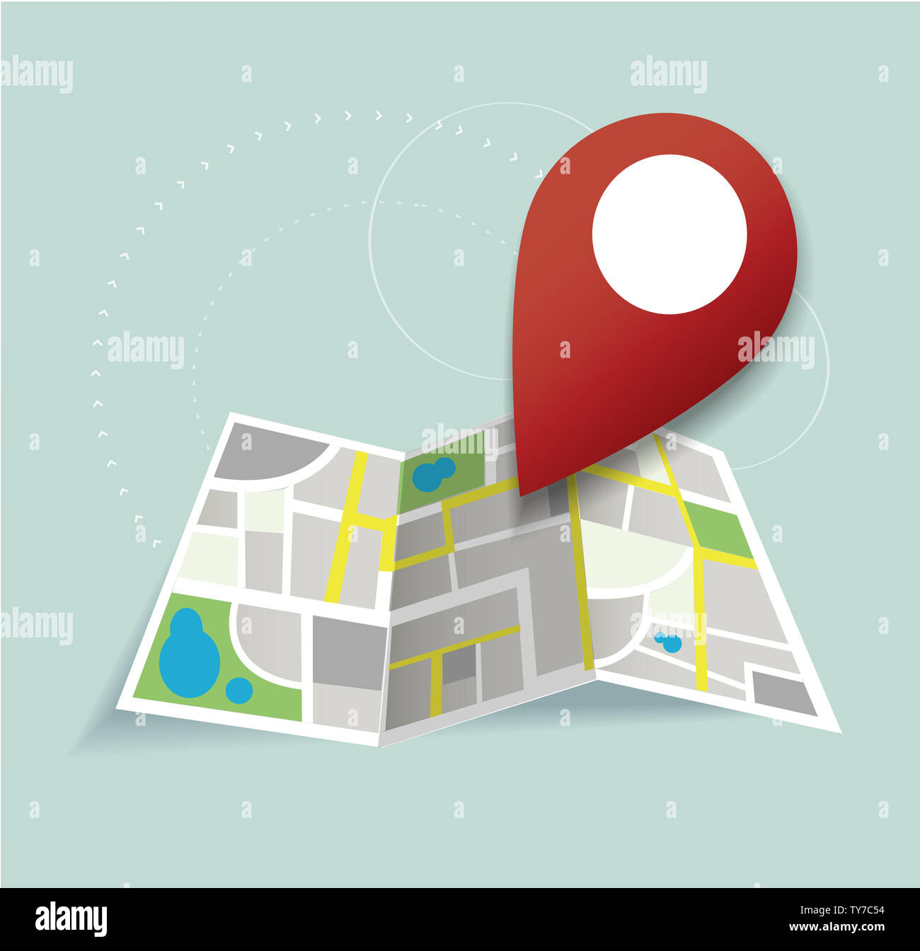 you are here, pin location icon and map Stock Photo - Alamy