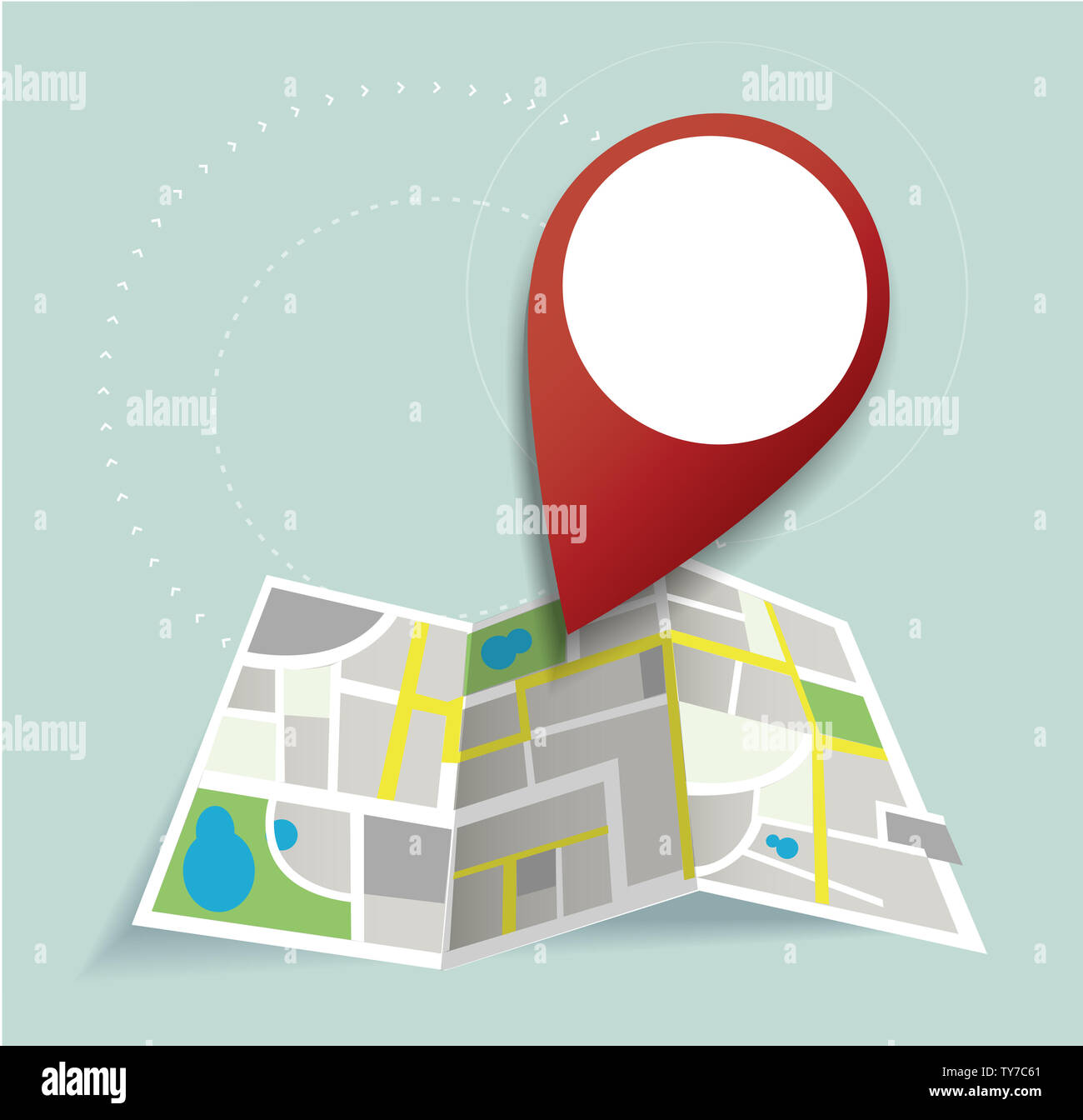 you are here, pin location icon and map Stock Photo - Alamy