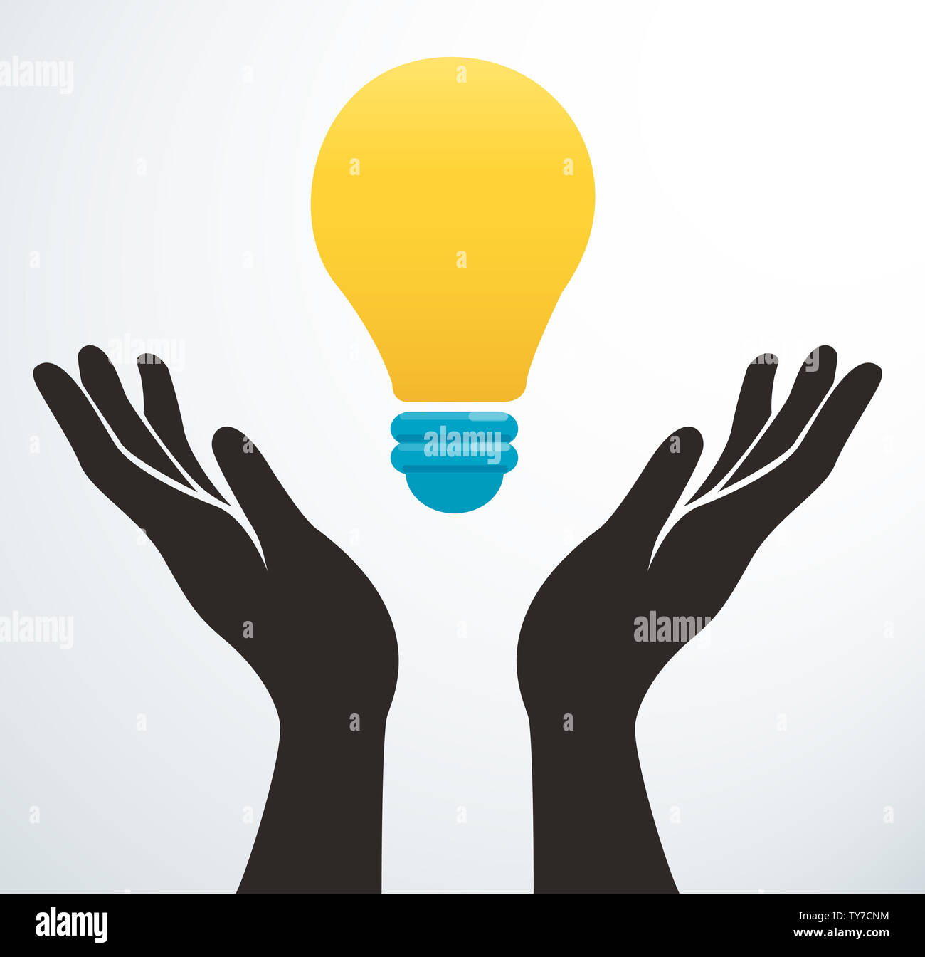 hands holding light bulb icon Stock Photo - Alamy