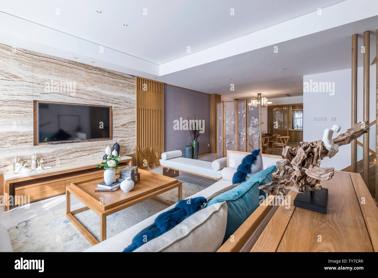 Design of interior design space of model room in modern living room ...