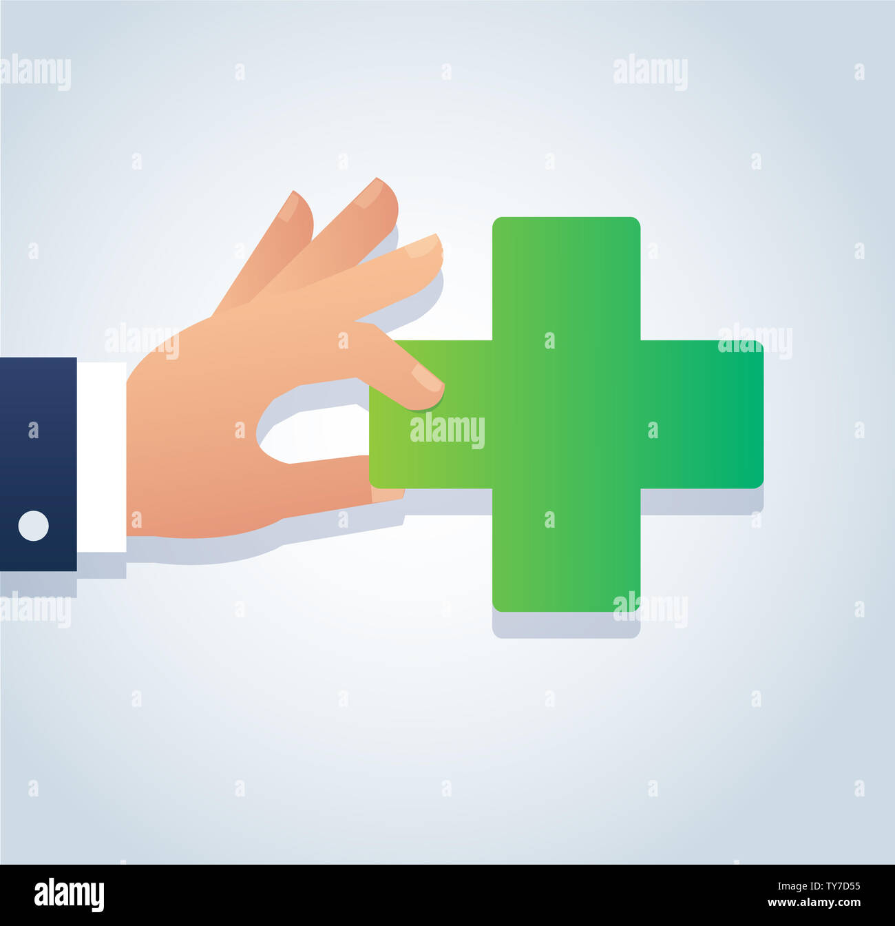 hand holding medical icon and hospital sign Stock Photo - Alamy