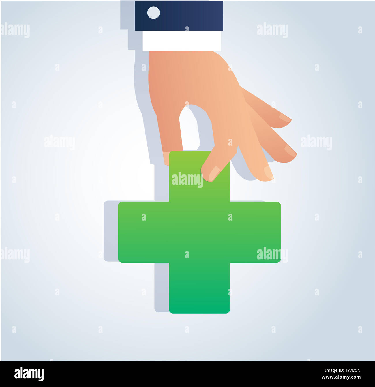 hand holding medical icon and hospital sign Stock Photo - Alamy