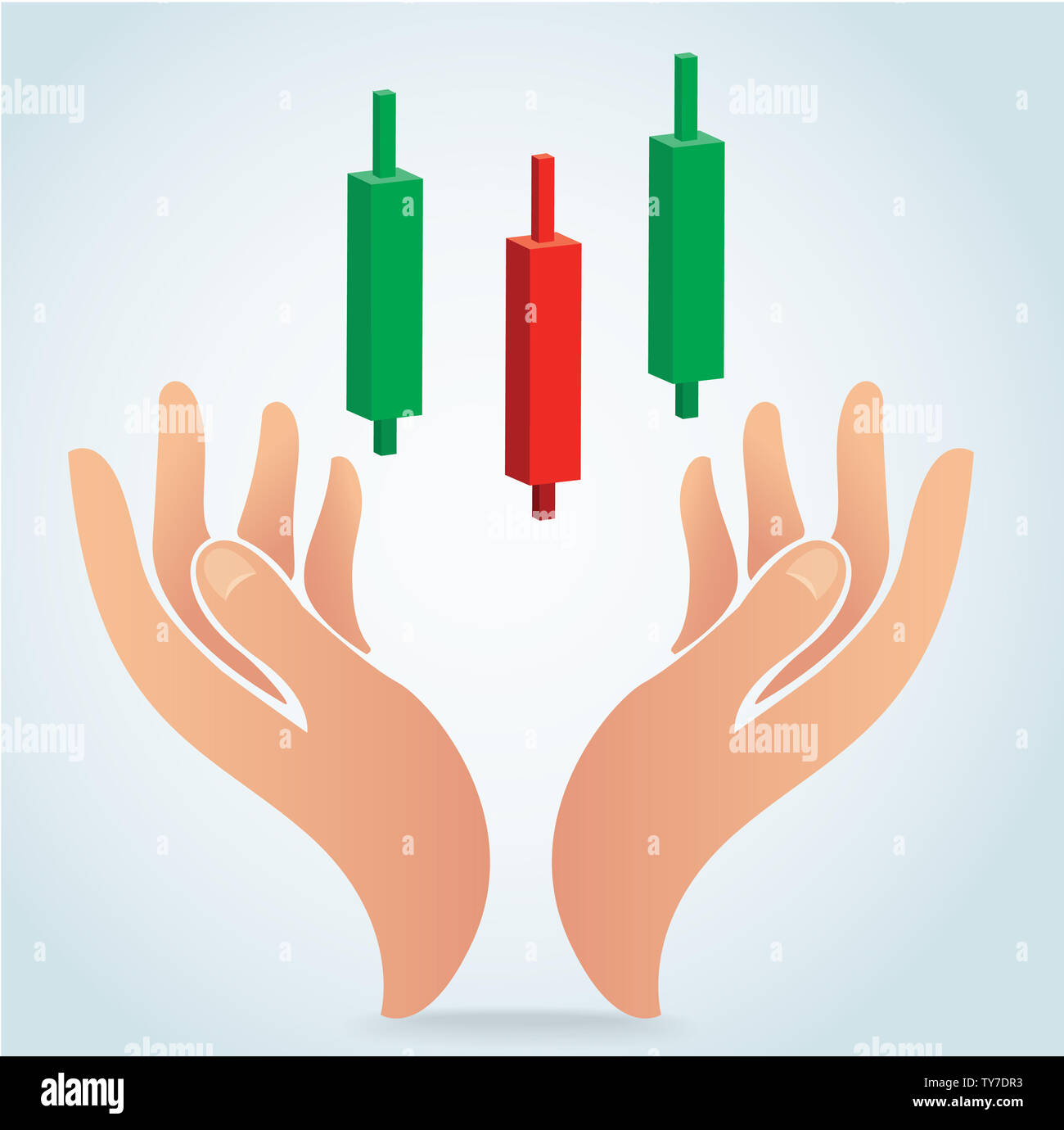 hand holding candle stick graph chart of stock market Stock Photo - Alamy